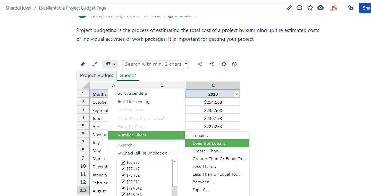 Sort & Filter tables in Confluence with Excellentable